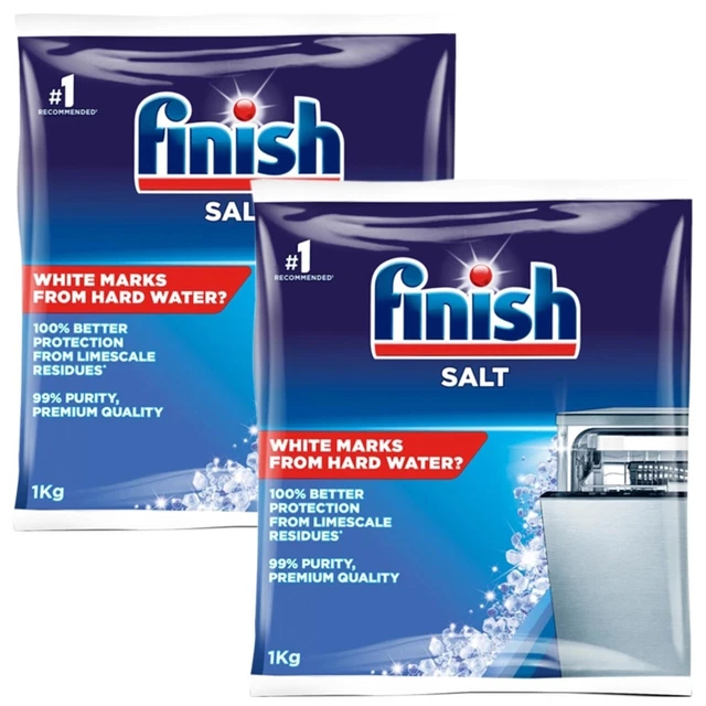 2 X FINISH Dishwasher Salt 1kg Soften Water to Prevent Limescale ...