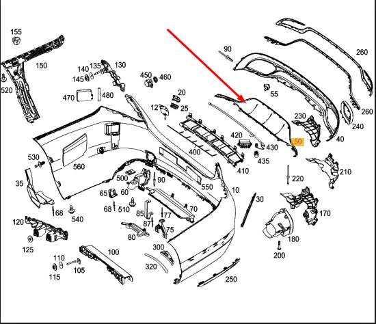 MB C-CLASS W205 Rear Amg Bumper Diffuser Trim A20588573389999 2015 EUR ...