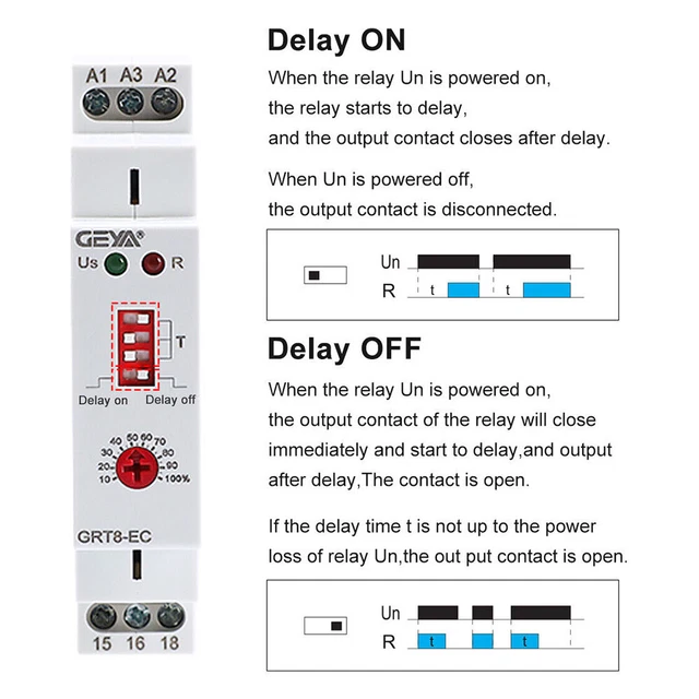 On And Off Delay Timer Relay Time Delay Cycler Switch Dc24v Ac220v Din Rail Au New Eur 20 09