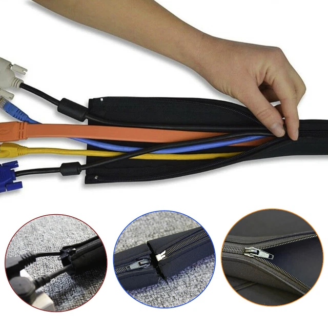 DIY NEOPRENE CABLE Management Sleeve Zipper Wrap Wire Hider Cover ...