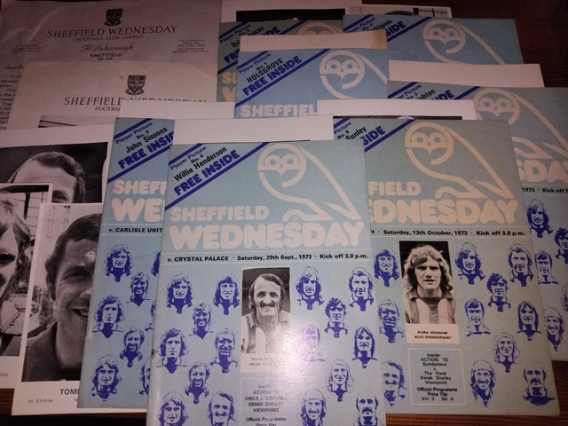 1973 SHEFF WED Programmes + Player Pictures Rare + Letter Team Pic £9. ...