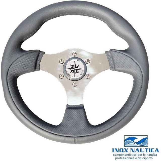 VOLANTE BARCA GOMMONE 3 Razze Inox E Poliuretano Colore Grigio Ø 35 Cm ...