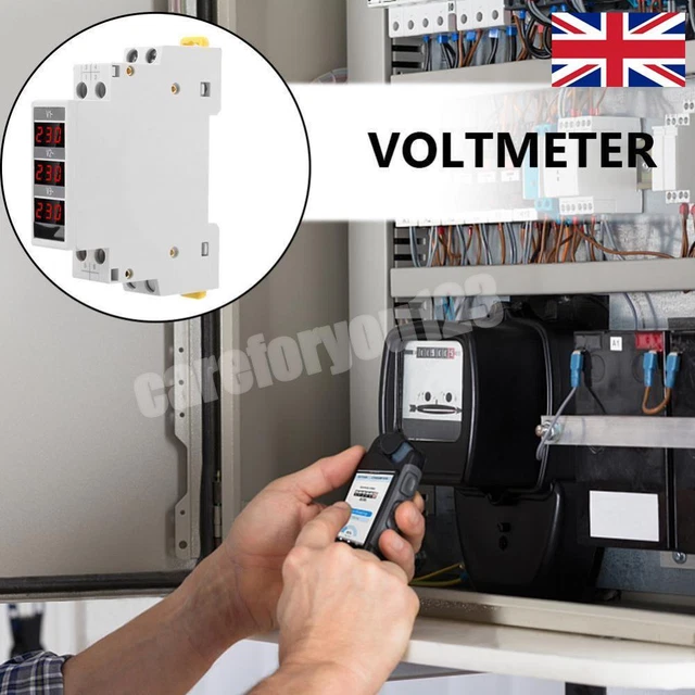 DIN RAIL 18MM Three Phase Modular Voltage Meter AC80-500V Volt Tester ...