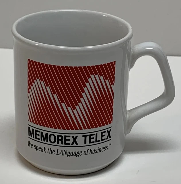 VINTAGE MEMOREX TELEX Software Coffee Mug Cup Computer LAN Made England ...