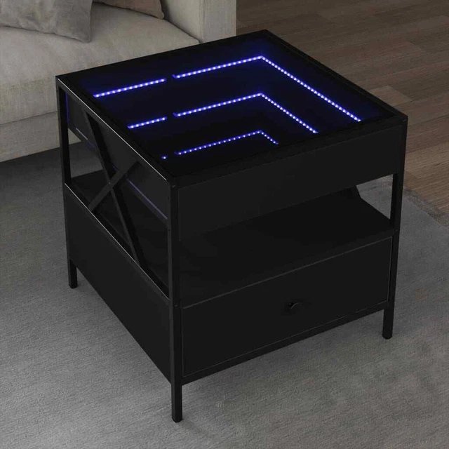 TABLE BASSE AVEC LED Infinity noir 50x50x51 cm EUR 274,84 - PicClick FR