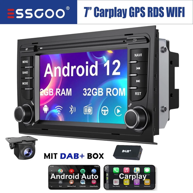 AUTORADIO ANDROID 12 GPS RDS DAB + CarPlay + fotocamera per Audi A4 S4 RS4 B6 B7 8E 8H EUR 210 ...