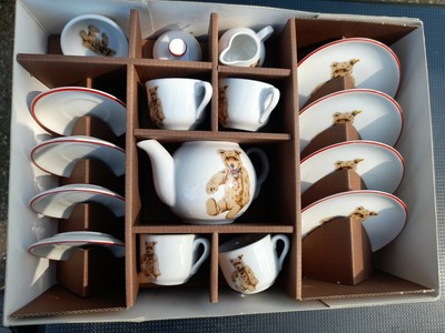 STEIFF DOLLS-PORCELAIN-TEA SET Service Decor Teddy Baby 1930 16 pieces ...