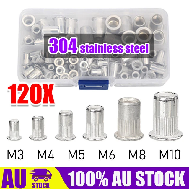 304 STAINLESS STEEL Metric Nutserts 120 pc Rivet Nuts Rivnut M3/4/5/6/8/10 AUS $21.33 - PicClick AU