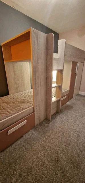 BARCA SINGLE BUNK bed with storage drawers & cupboard £21.52 - PicClick UK