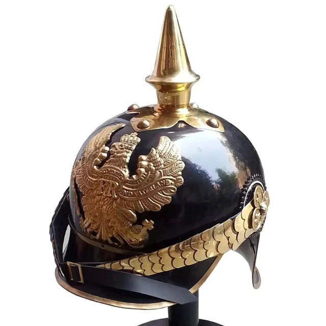 WW1, WW2 LEATHER German war Prussia Prussian PICKELHAUBE Spiked HELMET ...
