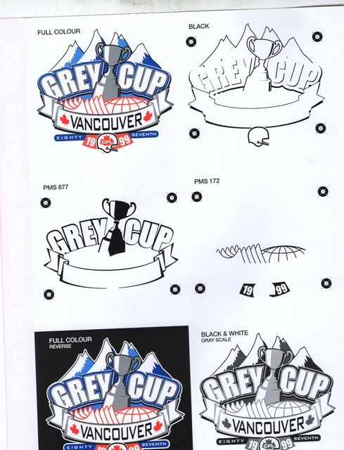 1999 CFL GREY Cup Logo Graphic Proof Sheet $5.00 - PicClick CA
