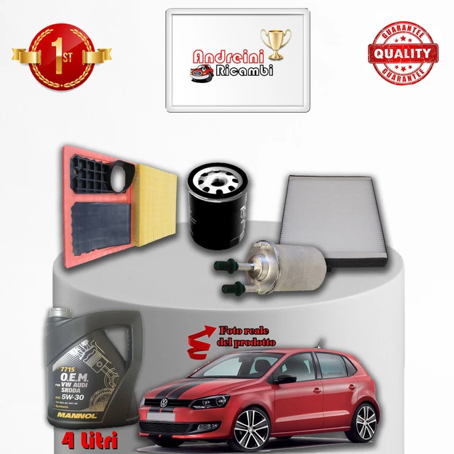 REPLACEMENT FILTER KIT And Oil VW Polo V 1.4 16V 63KW 85CV From 2013 ...