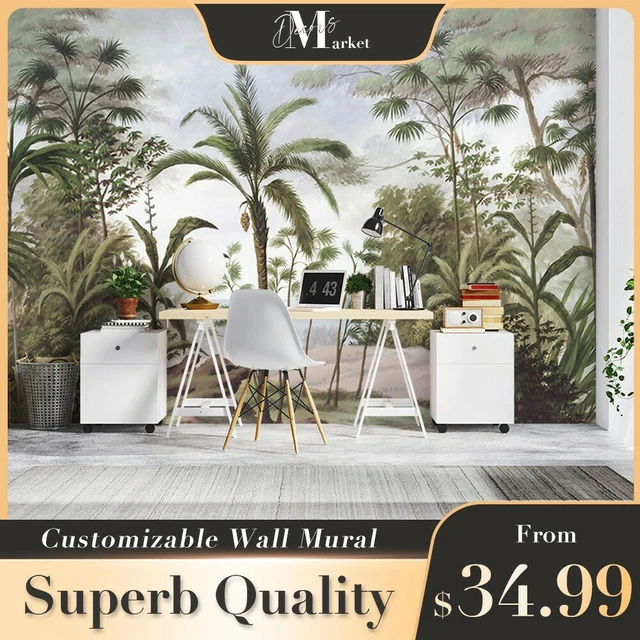 TROPICAL TREES FOREST Jungle 3D Wall Mural Designer Australia Wallpaper ...