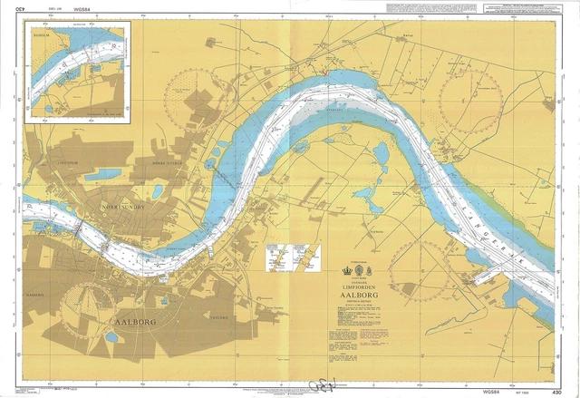 CARTA NAUTICA ADMIRALTY 430 Danimarca Limfjorden Aalborg Mappa Murale ...