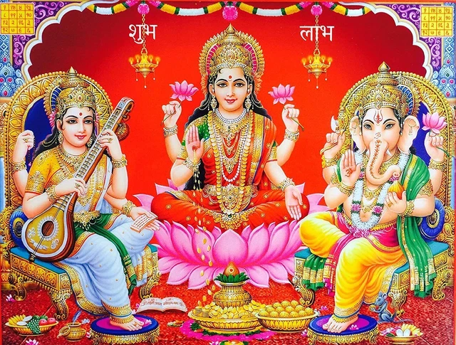 MAA LAXMI SARSWATI & Ganesh Wall Sticker For Diwali EUR 19,94 - PicClick FR