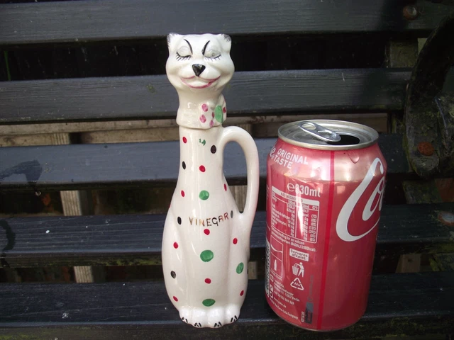 VTG MID CENTURY Weetman Pottery Glamorous Dotty Pussy Cat Vinegar ...