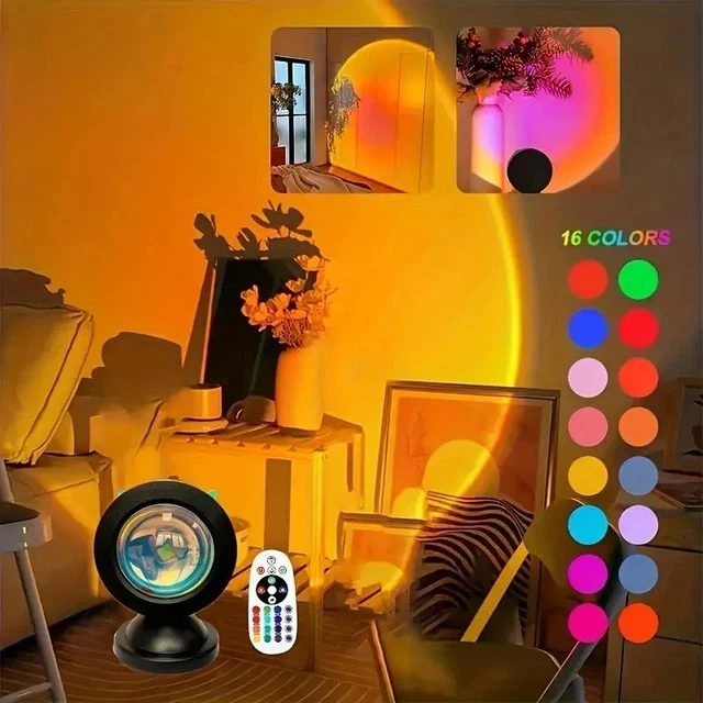 SUNSET LAMP PROJECTION 16 Colors Sunset Projection Lamp Night Light ...