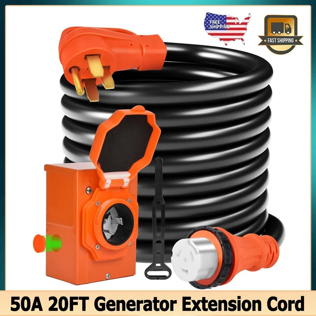 PURE COPPER 6M 50A RV Generator Cord&Twist Lock Connector for Camper ...