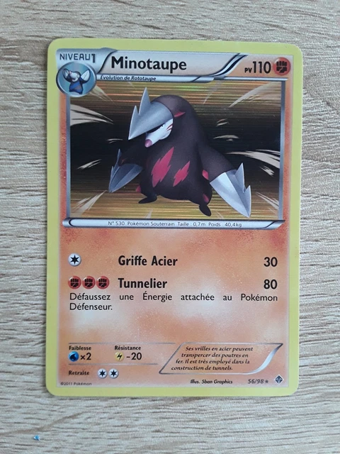 CARTE POKÉMON-FR-MINOTAUPE- PV110- 56/98 Niveau 1- 2011 EUR 1,00 ...