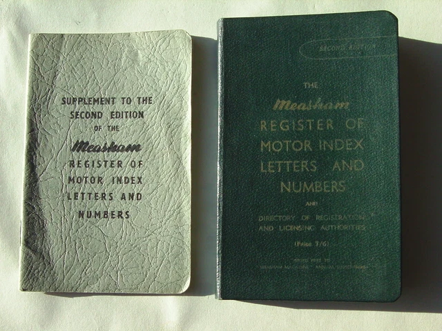 RARE VINTAGE MEASHAM Register Of Motor Letters And Numbers Between 1903 ...