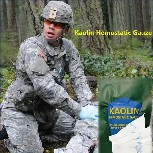 WOUND DRESSING KAOLIN Gauze Hemostatic Z-Fold Soluble Gauze First Aid ...