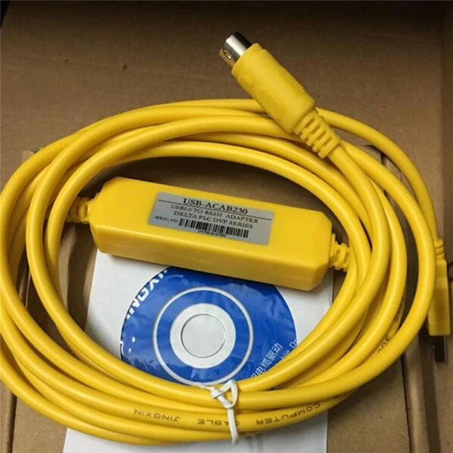 DELTA PLC YELLOW/BLACK Programming Cable USB-ACAB230 USB-DVP USBACAB230 ...