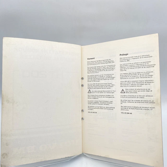 VOLVO BM HYDRAULIKGETRIEBE HT 200 Manuale D'Officina Riparazione 1984 ...