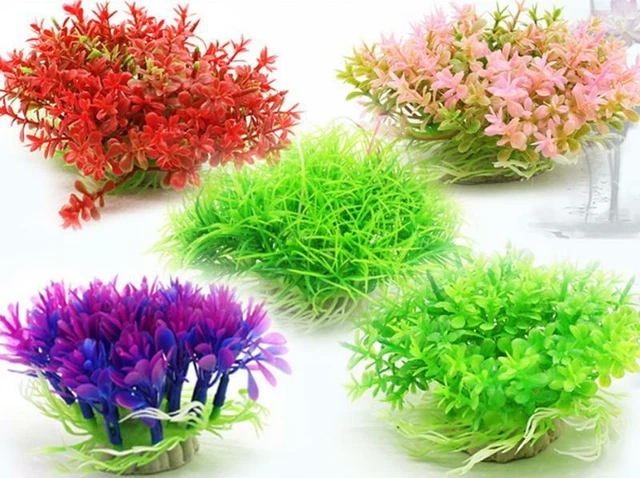 2* ARTIFICIAL FAKE Plastic Water Grass Plants Fish Tank Aquarium ...