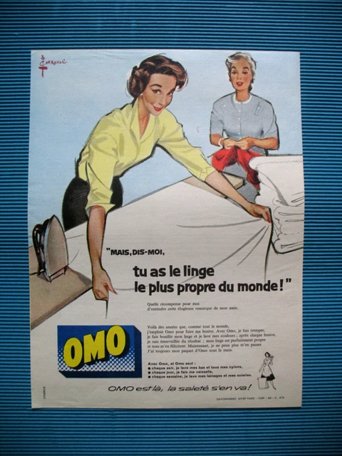 PUBLICITE DE PRESSE Omo Lessive Illustration Pierre Couronne French Ad ...