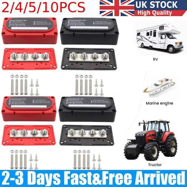 RED 4 POINT Bus bar Power Distribution Block 300amp 12V Terminal busbar ...