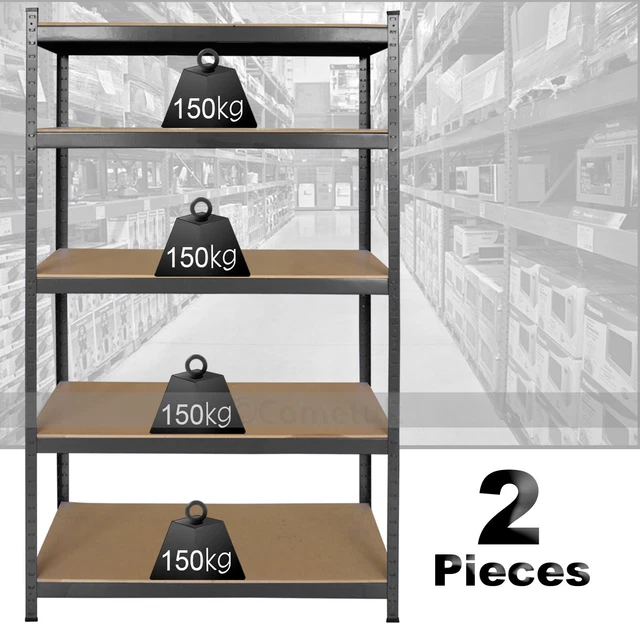 2X 5 TIER Racking Heavy Duty Garage Shelving Storage Shelves Boltless ...