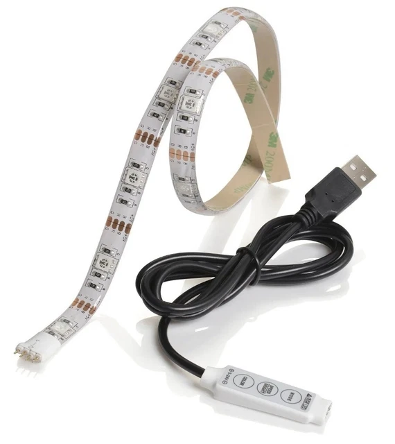 AURAGLOW 5 MULTI Light Colour Changing 5 Volt USB LED Strip - 50cm ...