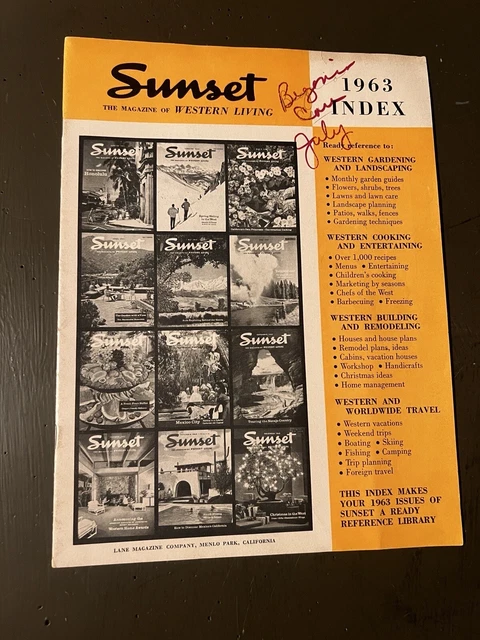 VINTAGE SUNSET MAGAZINE Index 1963 Issue £11.79 - PicClick UK