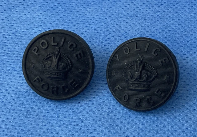 VINTAGE 2 POLICE FORCE CONSTABULARY Police 25mm Buttons Black Bakelite ...