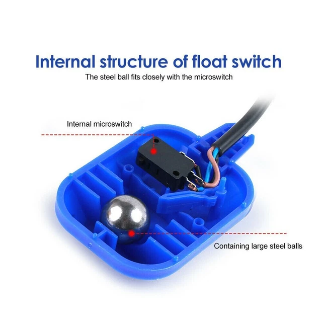 0.1MPA FLOAT SWITCH Water Level Controller 16A 250V~380V 4m 5m Durable ...