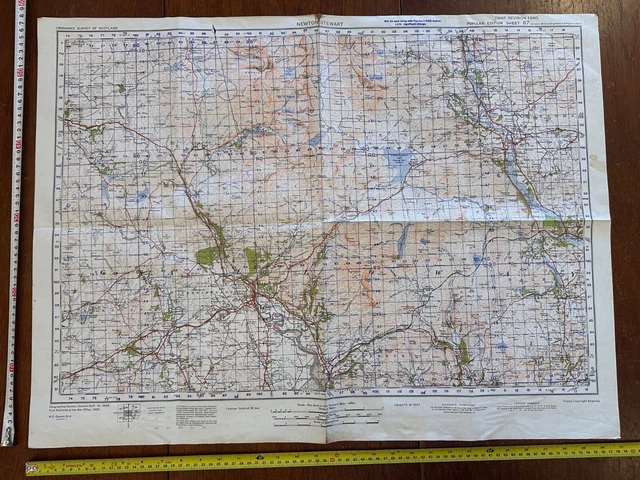 ORIGINAL WW2 BRITISH Army GSGS Map of Scotland - Newton Stewart £12.00 ...