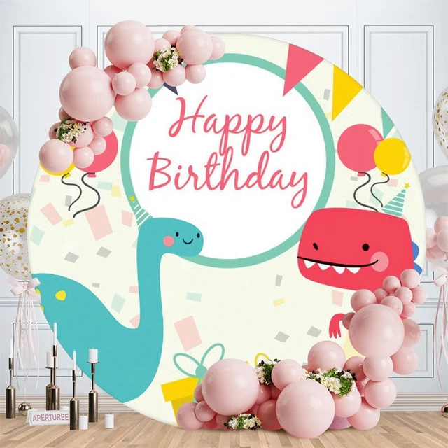 CUTE DINOSAUR THEMED Cartoon Round Birthday Backdrop $37.90 - PicClick AU