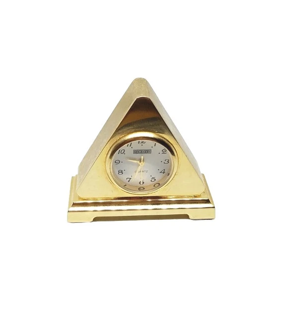 VINTAGE MINIATURE BRASS Pyramid Style Clock Working Masonic Egyptian ...