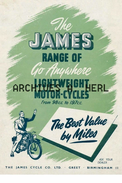 JAMES MOTORCYCLE 1950S advertisement ca 8 x 10 print poster 3 EUR 8,95 ...