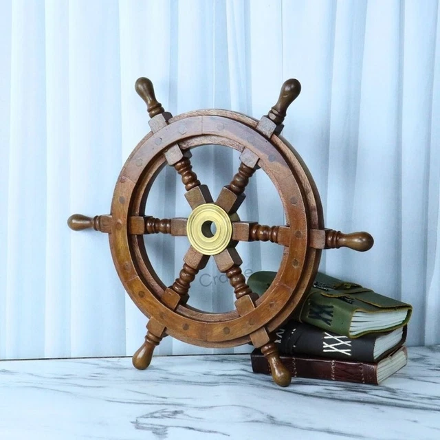 ANCIEN ROUE MURAL Décor en Bois Mer 61cm Pirate Vintage Marin Bateau Vaisseaux EUR 65,24 ...