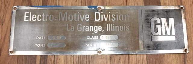 VINTAGE 1969 GENERAL Motors Electro Motive Division Class 0440 Plaque ...