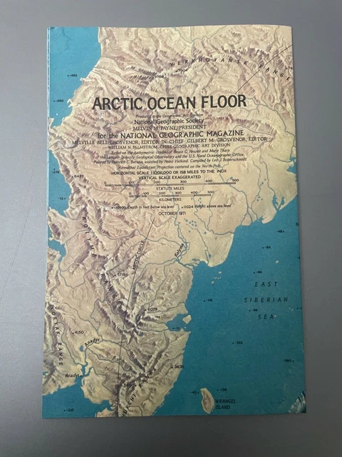 NATIONAL GEOGRAPHIC ORIGINAL Oct 1971 A Map Of The Arctic Ocean And ...