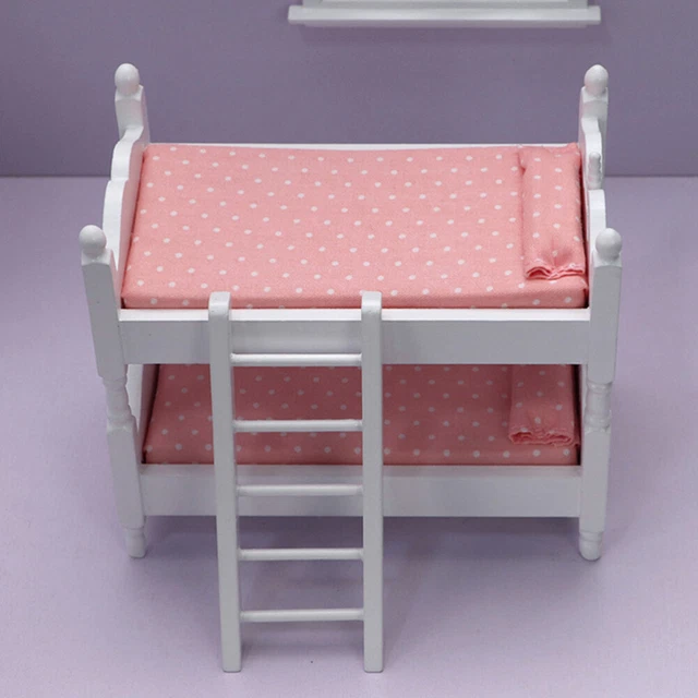 MINI BUNK BED Model Doll House Miniature Furniture Prop Mini Bedroom ...