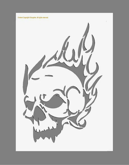 Mylar Stencil Skull Of Flames 125 190 Micron A3 A4 A5 Sizes Celtic
