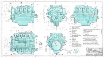 SCANIA LEGENDARY V8 Scania DS14 Engine Drawing Showroom Poster Brochure ...