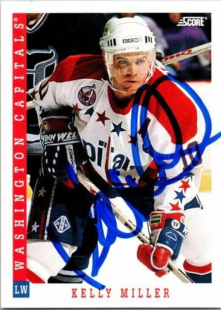 KELLY MILLER WASHINGTON Capitals Hand Signed 1993-94 Score Card #30 NM ...