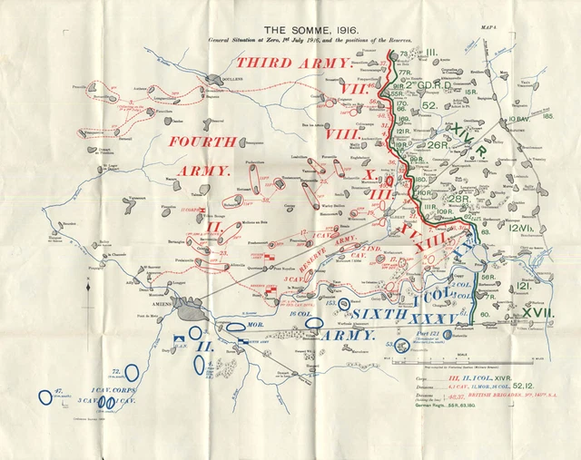 WORLD WAR I Map: The Somme 1916 at Zero 1 July 1916 Ordnance Survey 1929 £8.90 - PicClick UK