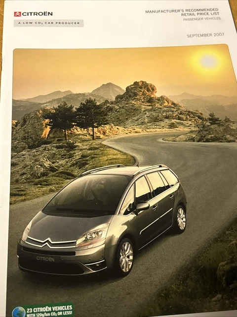 CITROEN RETAIL PRICE List Range Car Sales Info Brochure 2007 £3.99 ...