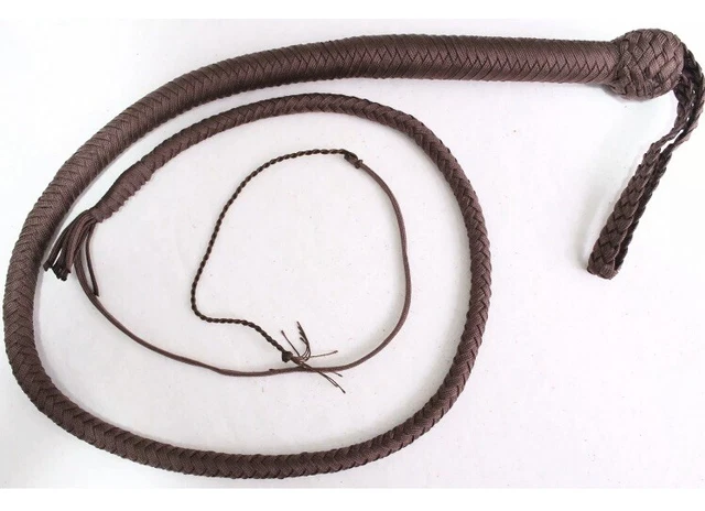 BULLWHIP 4 FT Long, 12 Plaited Nylon Weaving Whip, Dark Brown, Hand ...