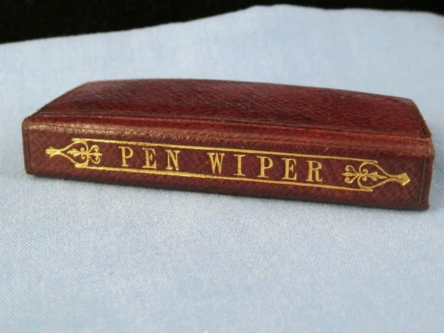 VICTORIAN ANTIQUE LEATHER Fountain Dip Pen Nib Wiper Wipe Ink ...